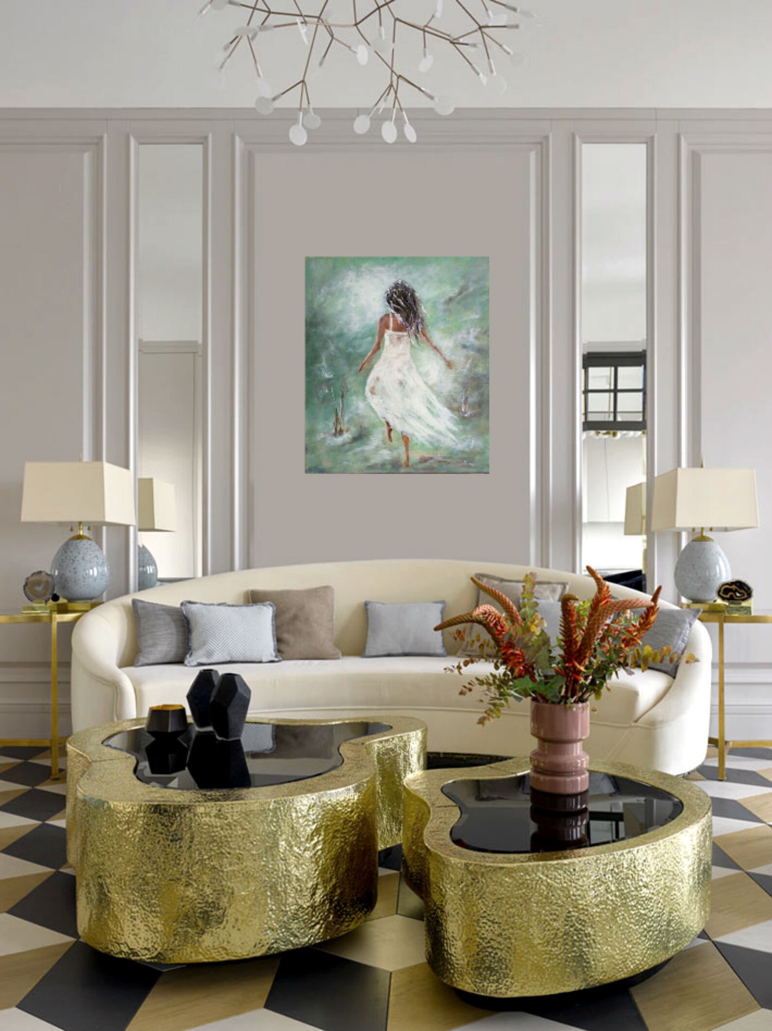 Woman Painting Beautiful Art Chic Girl Nursery Wall Art Office - Etsy