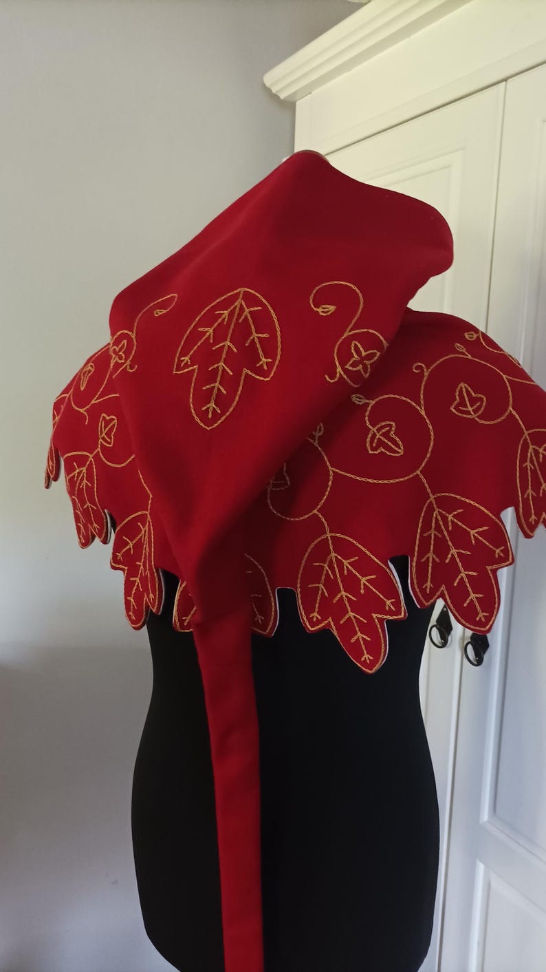 Red Woolen Medieval Hood With Hand Embroidery, Medieval Hood,cosplay ...