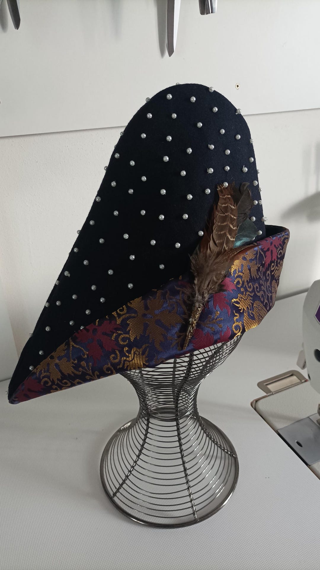 Medieval Hat, Historical Hat, Woolen Medieval Hat, Brocade Hat ...