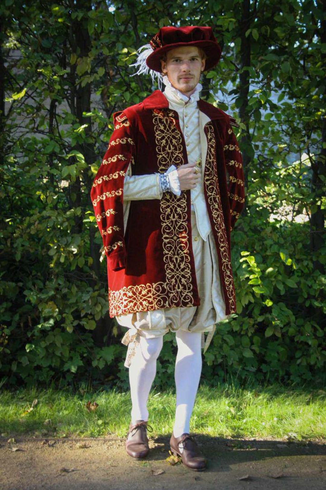 Renaissance Men Costume, Historical Costume, Brocade Costume, Velvet ...