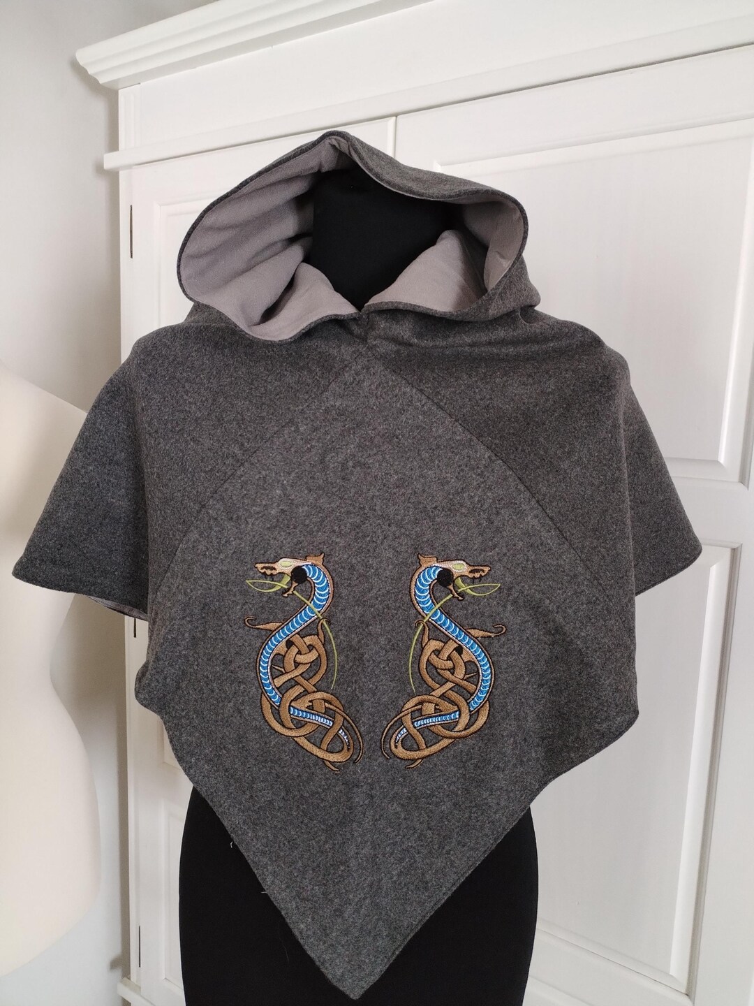 Grey Woolen Medieval Hood for Men and Woman, Celtic Hood, Medieval Hood ...