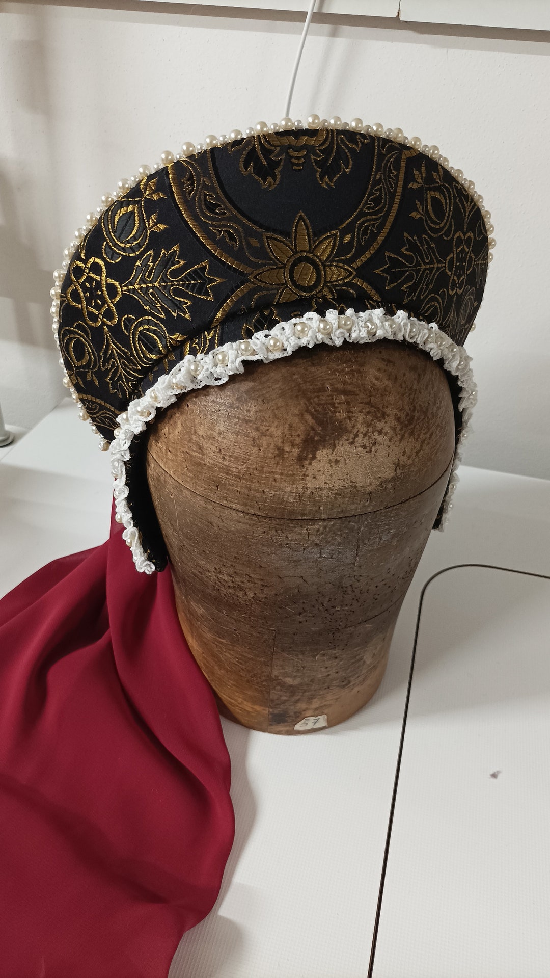 Tudor French Hood, Renaissance Headdress, Historical Hat, Historical ...