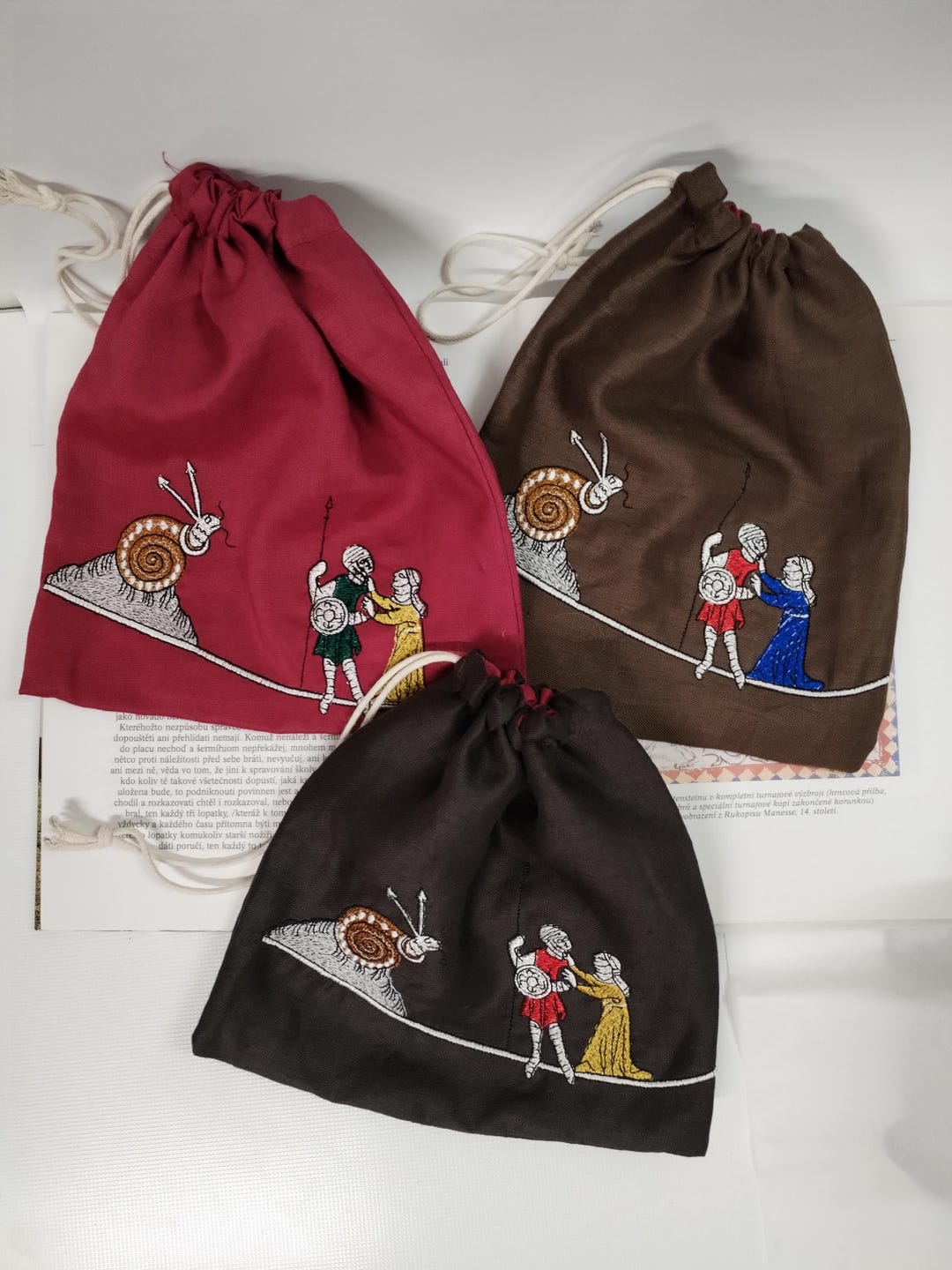 Medieval Purse, Medieval Bag, Linen Bag, Bag With Historical Embroidery ...