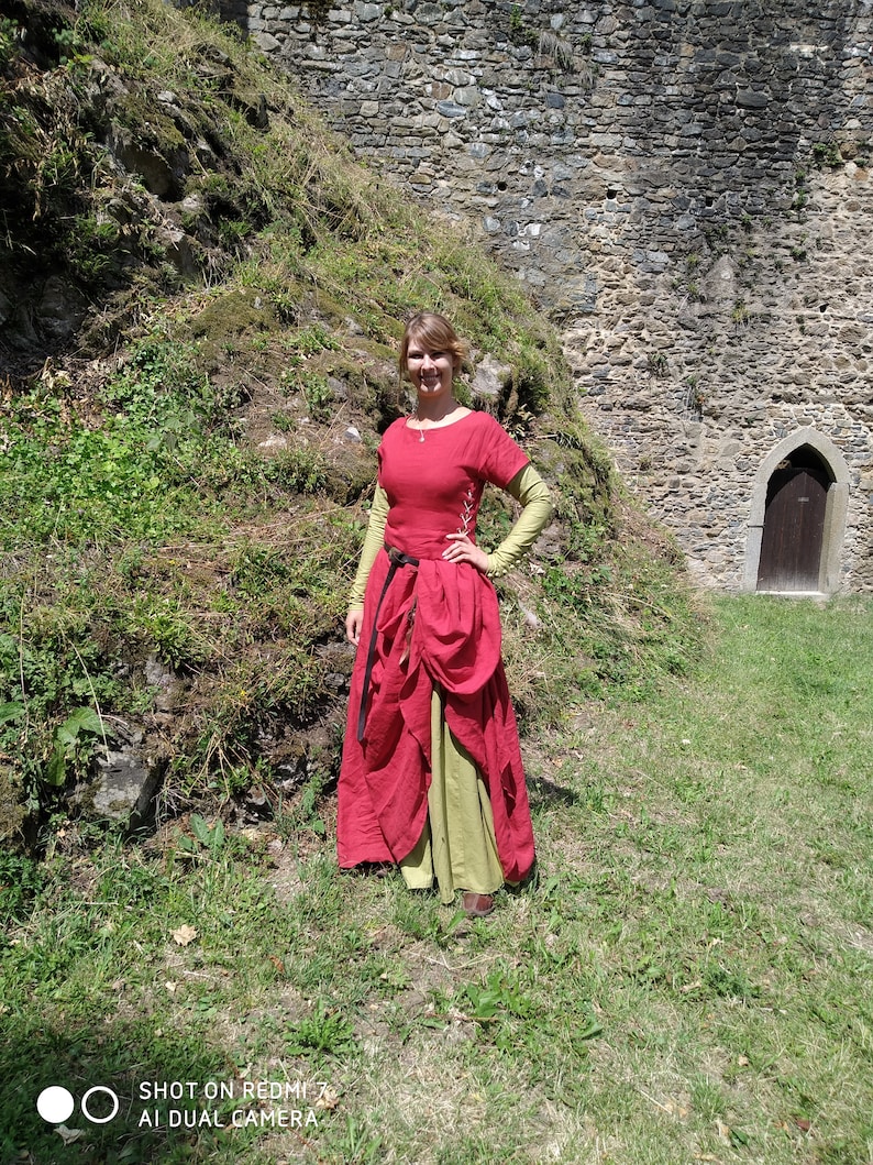 Medieval Woman Dress Linen Under Dress Handmade Buttons - Etsy