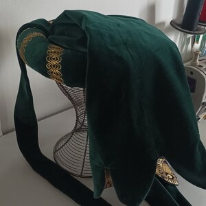 Dark Green Velvet Medieval Hood for Men , Chaperone, Chaperon, Medieval ...