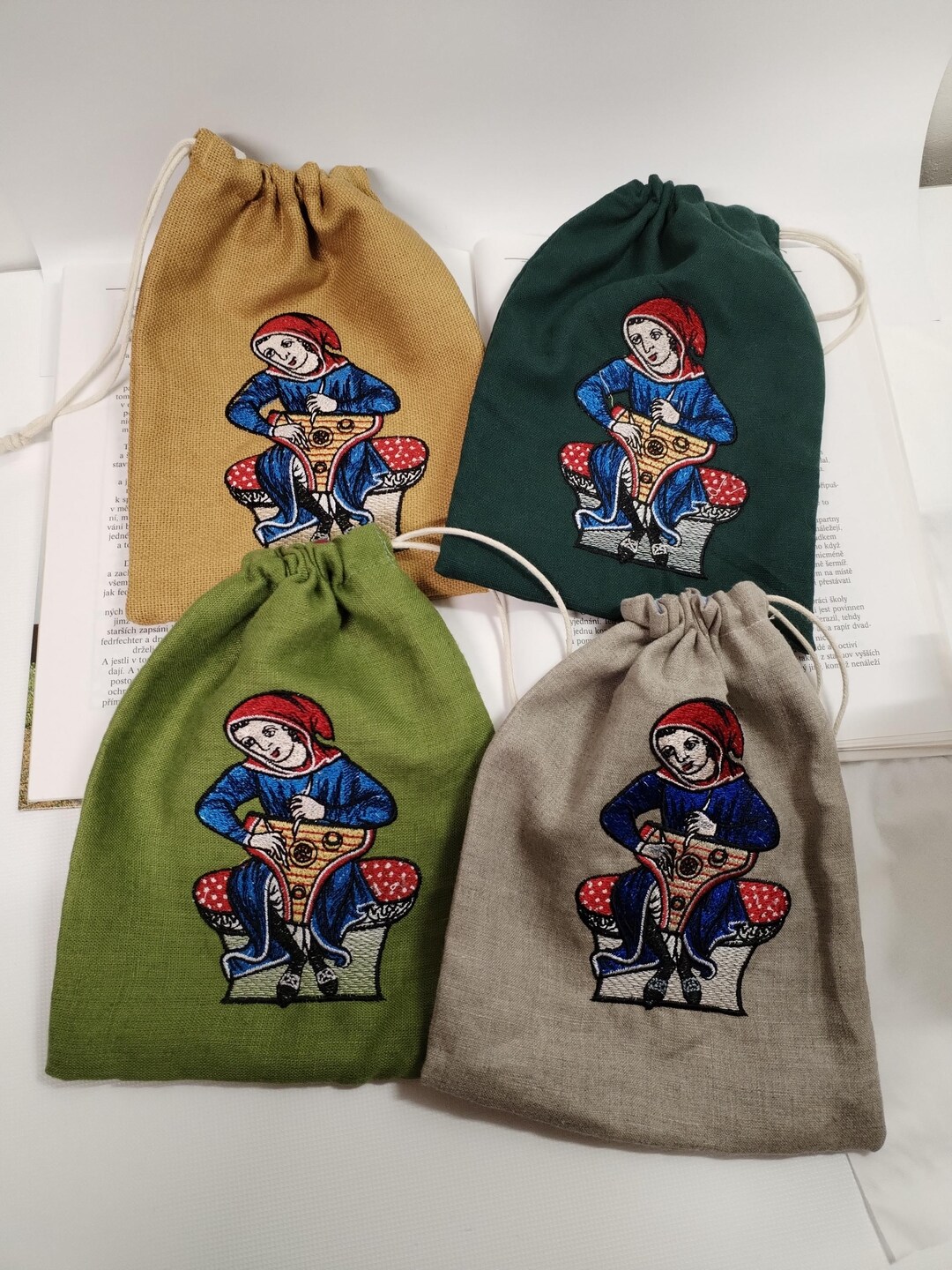 Medieval Purse, Medieval Bag, Linen Bag, Bag With Historical Embroidery ...