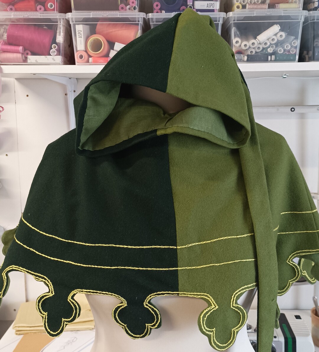 Green Woolen Medieval Hood for Men and Woman With Hand Embroidery - Etsy