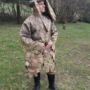 Medieval Houpelande for Men, Medieval Coat, Medieval Brocade Costum ...
