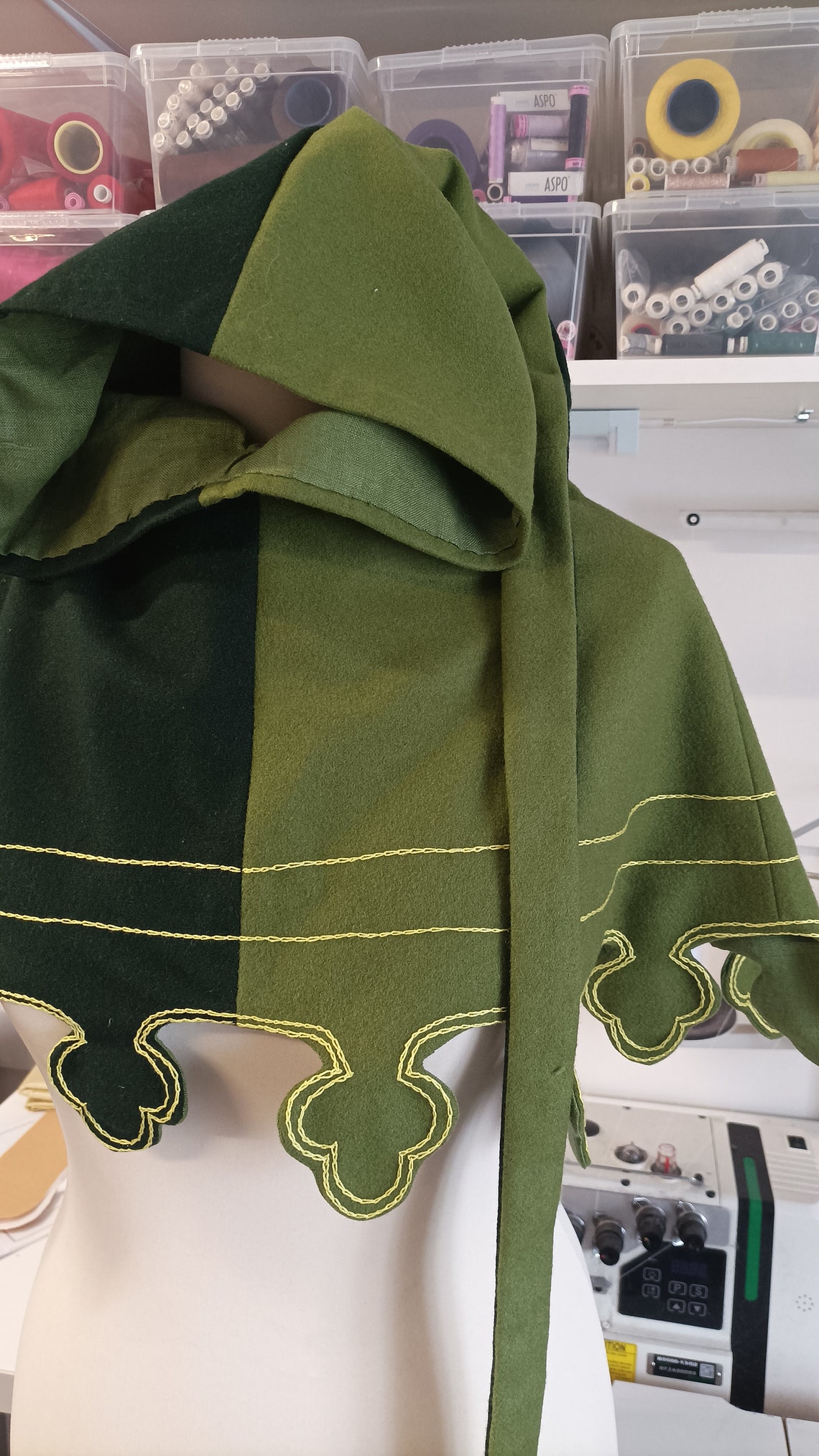 Green Woolen Medieval Hood for Men and Woman With Hand Embroidery - Etsy