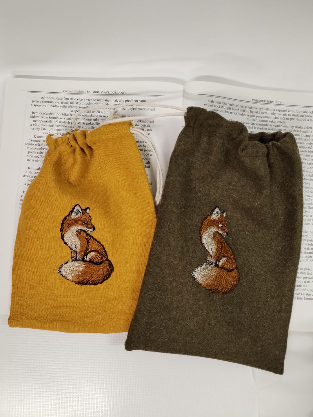 Medieval Purse, Medieval Bag, Linen Bag, Bag With Fox Embroidery ...