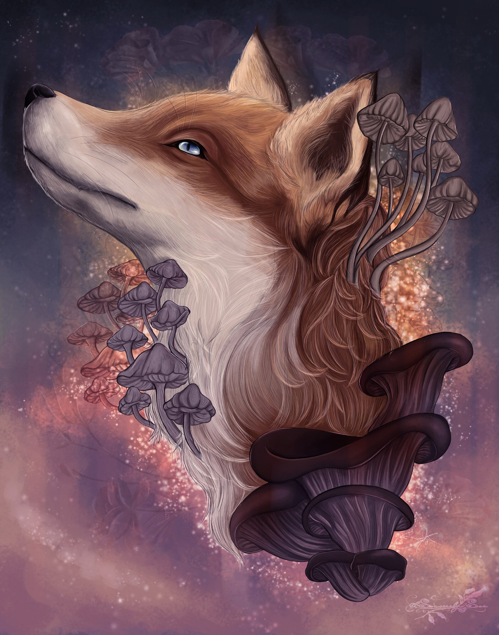 Reconstruction Fox Fox Art Mushrooms Illustration Art - Etsy