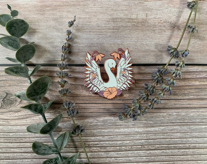 The Swan, Winged Wonder, Enamel Pin - Etsy