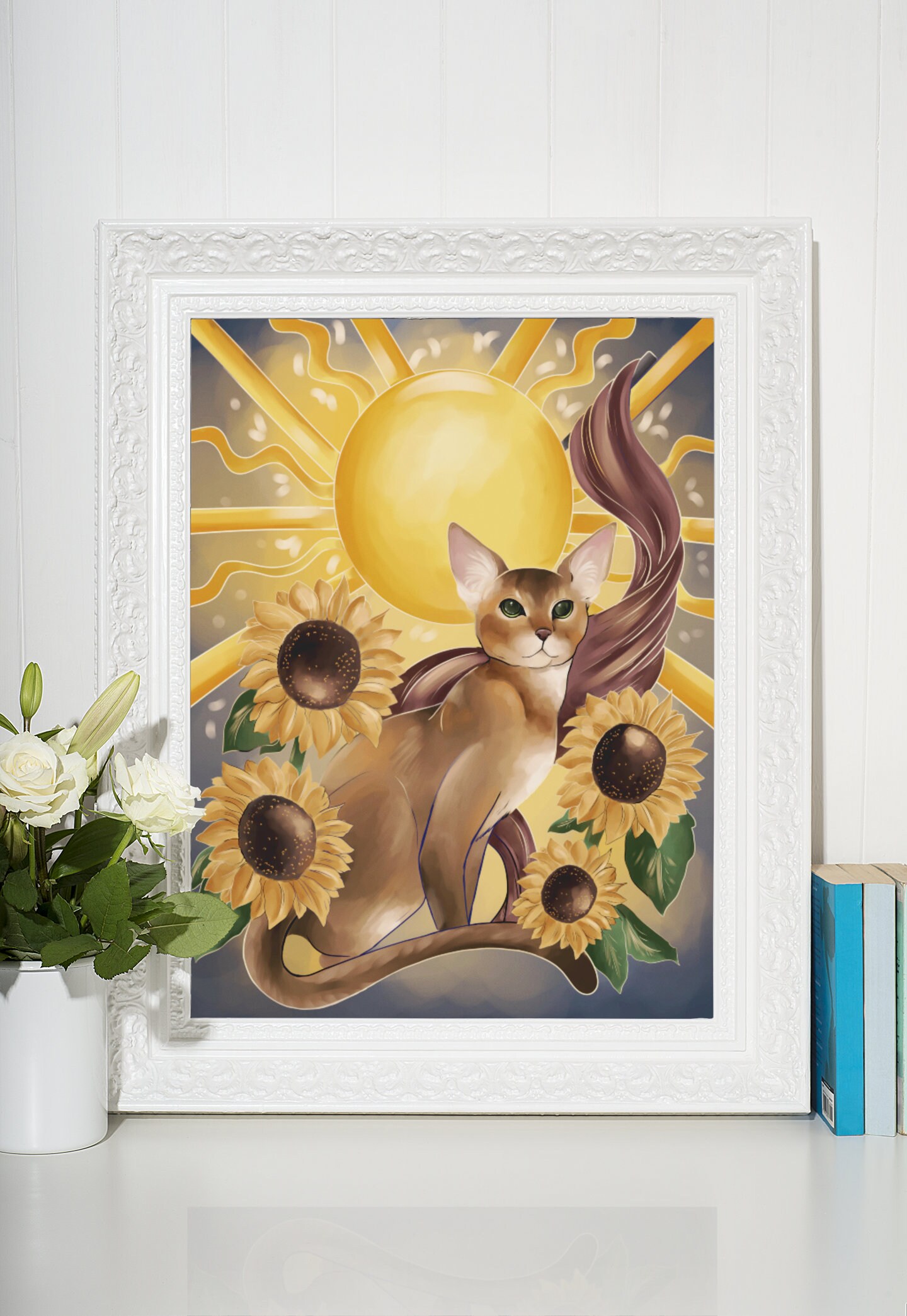 The Sun Cat print illustration poster cat artwork | Etsy