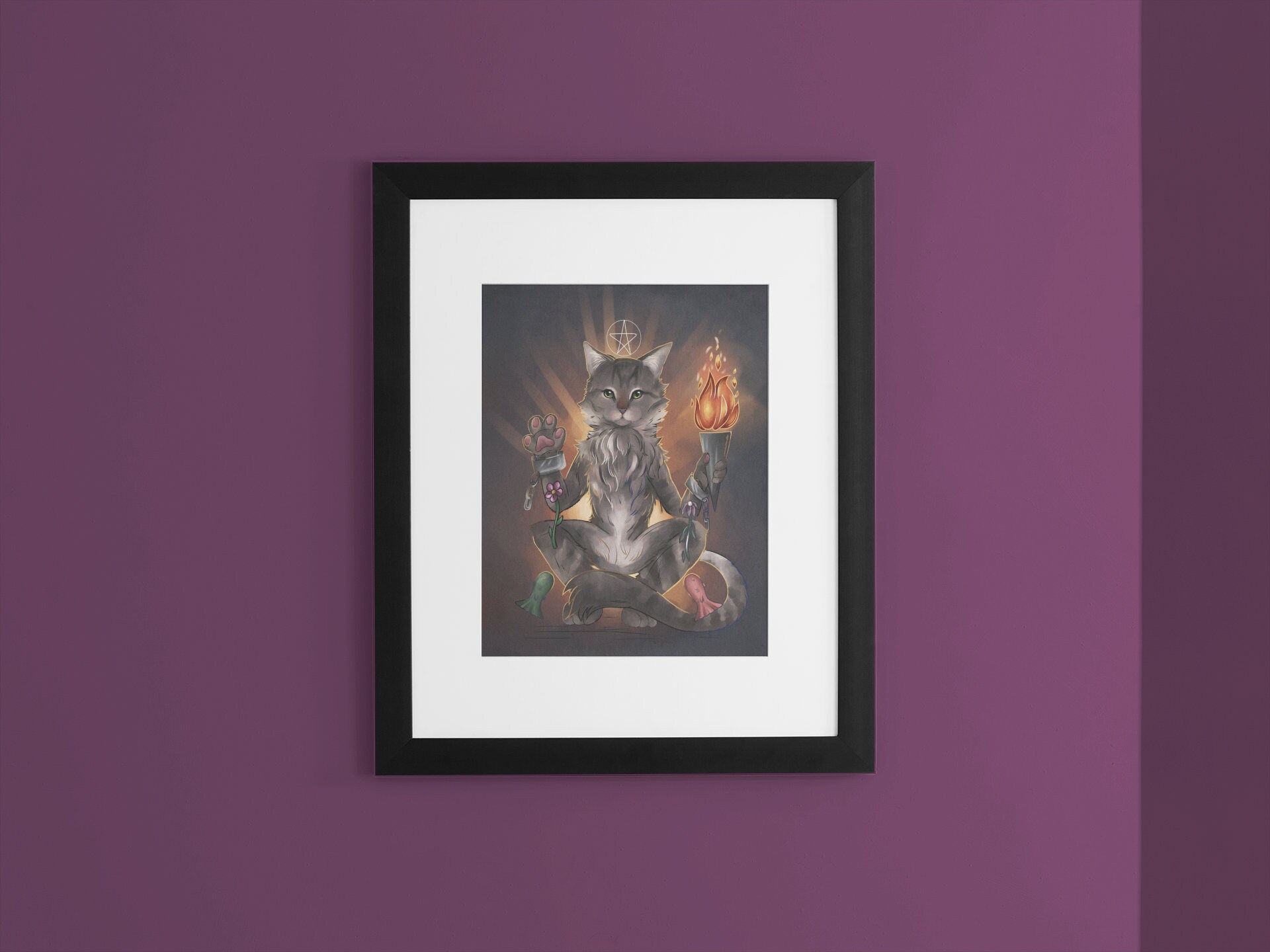 The Devil Cat print illustration poster cat artwork | Etsy