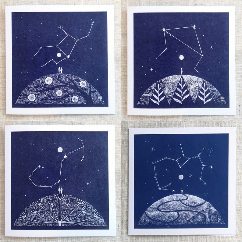 Pack of 12 Star Sign Constellation Cards - Etsy