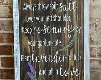 Always Throw Salt Over Your Left Shoulder Keep Rosemary - Etsy