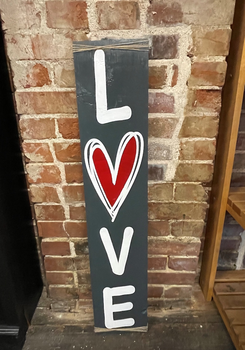Wooden Spring Porch Sign With Twine, LOVE With Heart, HOME With ...