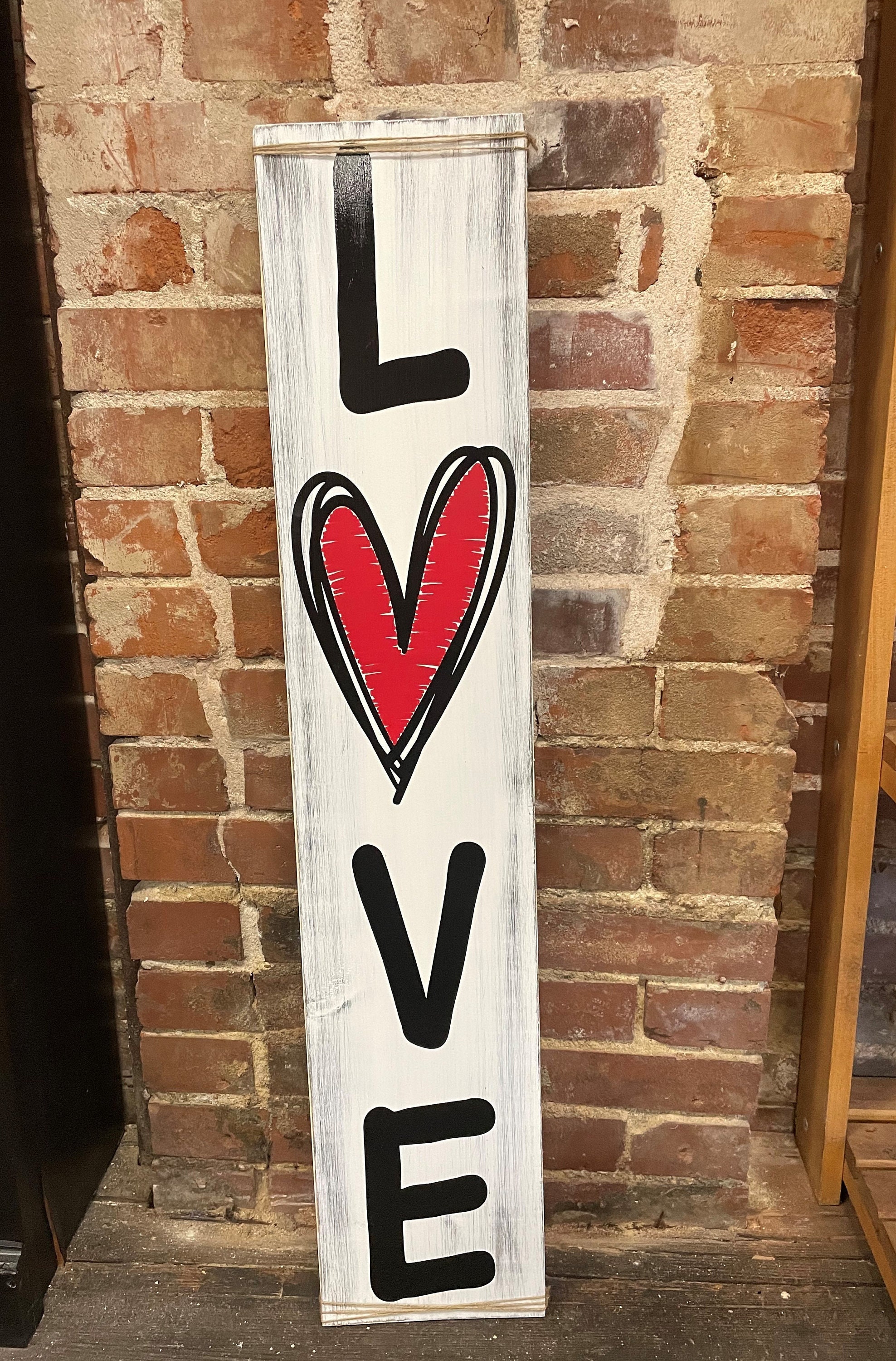 Wooden Spring Porch Sign With Twine, LOVE With Heart, HOME With ...