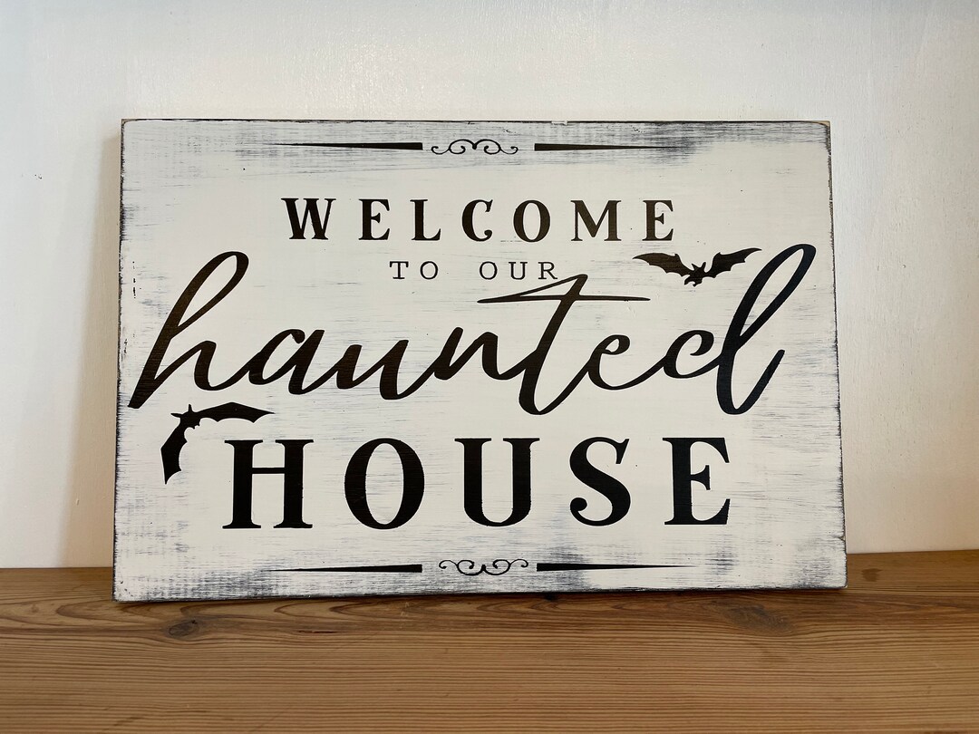 Distressed Halloween Haunted House Wood Sign: Spooky Porch Decor - Etsy