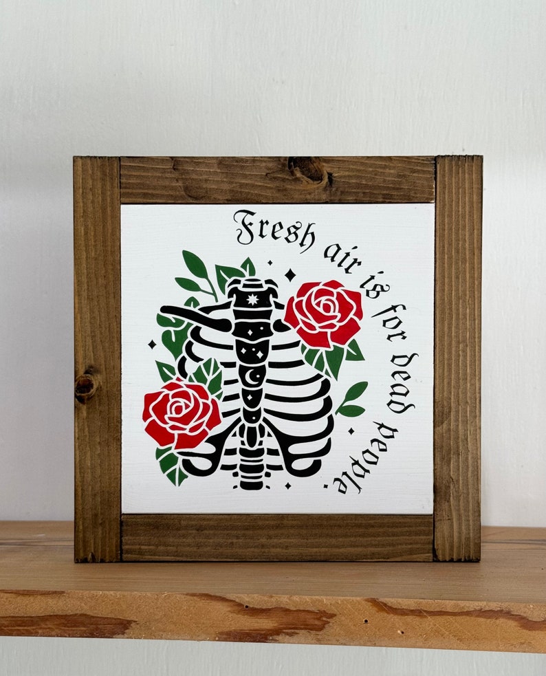 Morbid Humor Stained Wood Sign | Floral Skeleton or Gothic Frame - Etsy