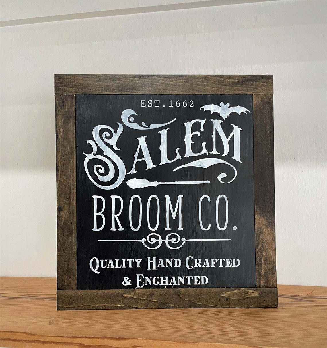Salem Broom Co. Halloween Themed Sign, Hand Painted and Framed in a ...