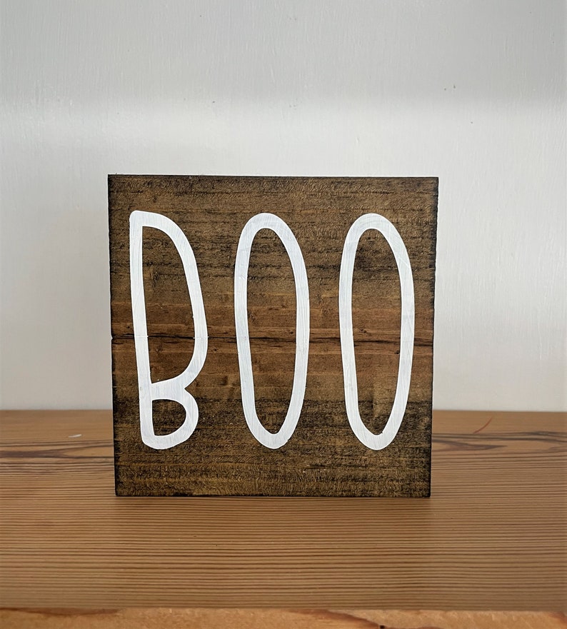 Halloween Mini Signs for Tiered Trays, Hand Painted Boo, Trick or Treat ...