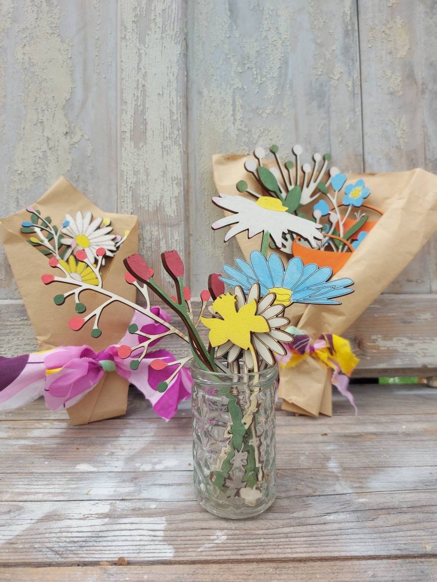 Flores de madera//Ramos Flores Madera//DECK Flores de | Etsy