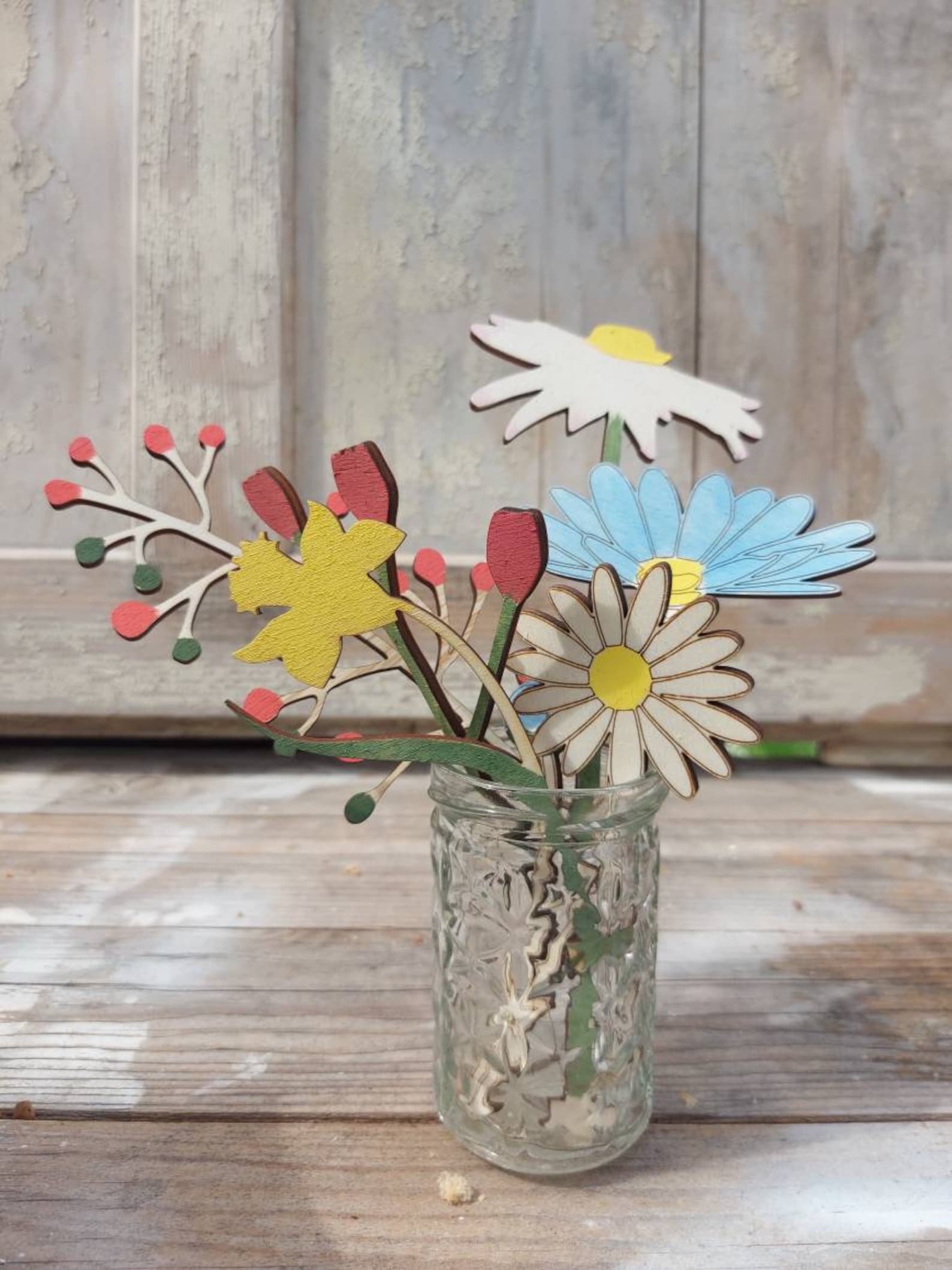 Flores de madera//Ramos Flores Madera//DECK Flores de | Etsy