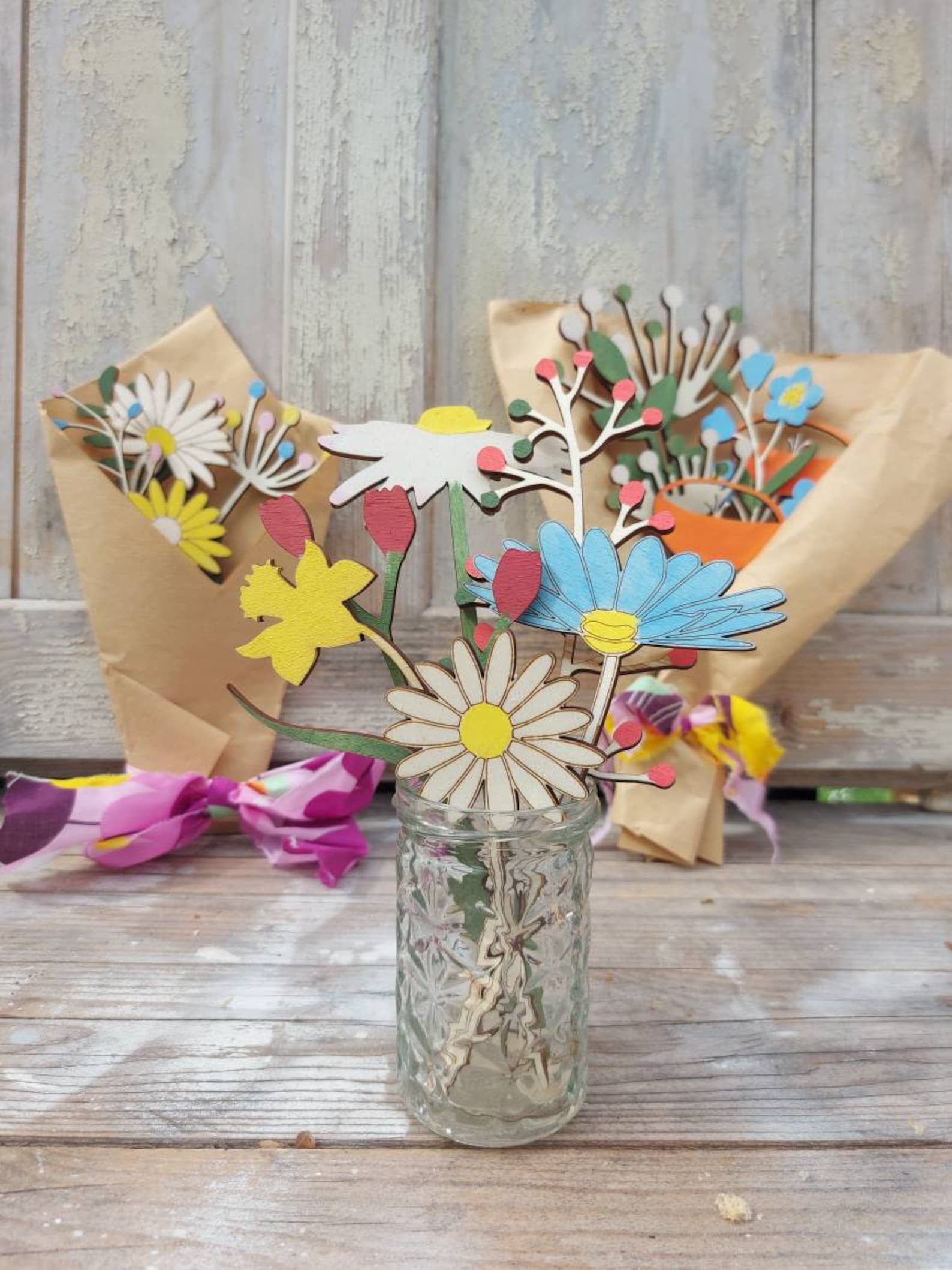 Flores de madera//Ramos Flores Madera//DECK Flores de | Etsy