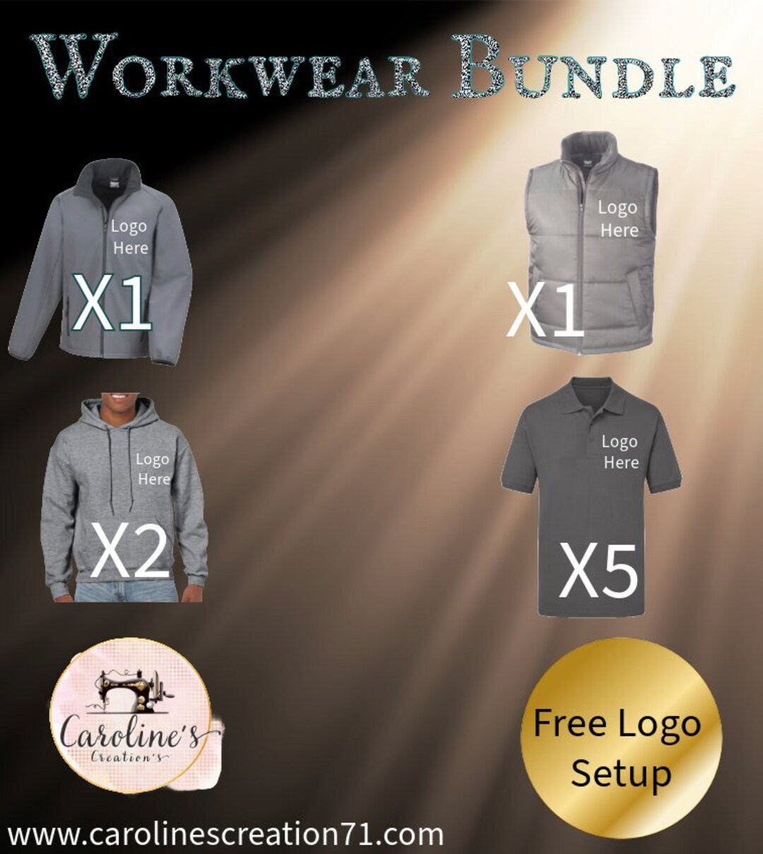 9 Piece Embroidered Work Wear Pack , Company Name or Company Logo ...