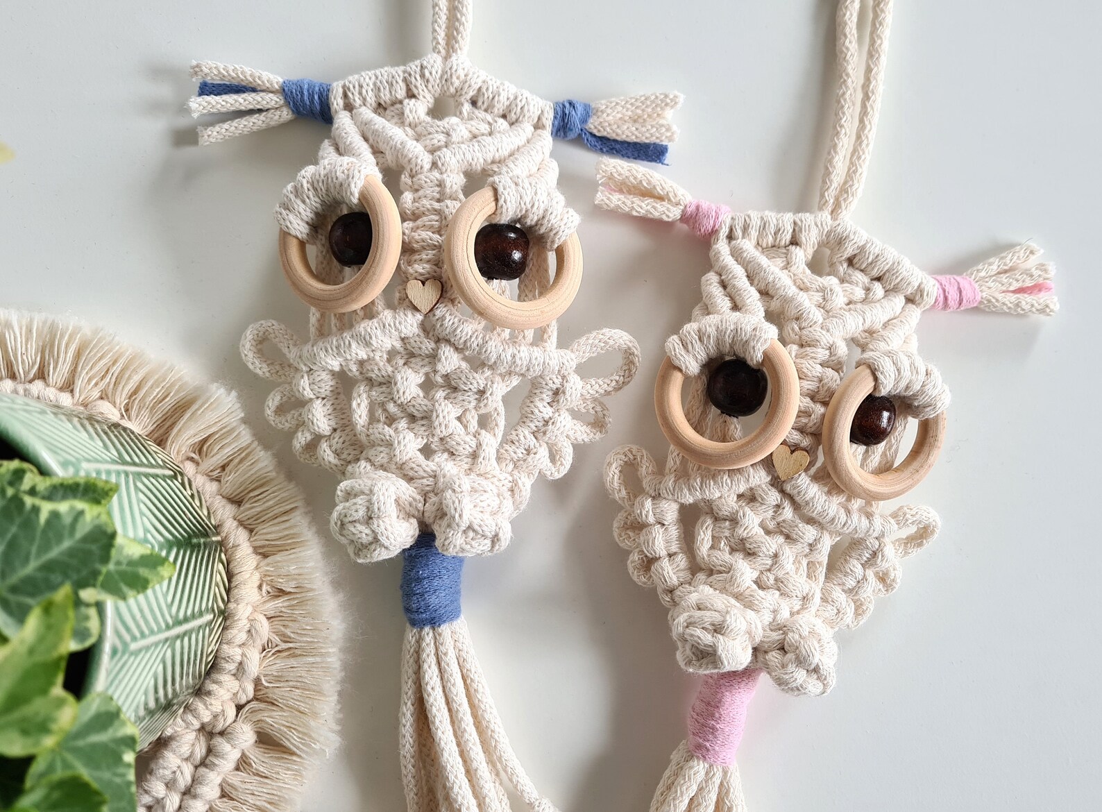 Macrame Owl, Mini Owl, Car Rear View, Mirror Hanging, Lucky Charm, Owl ...