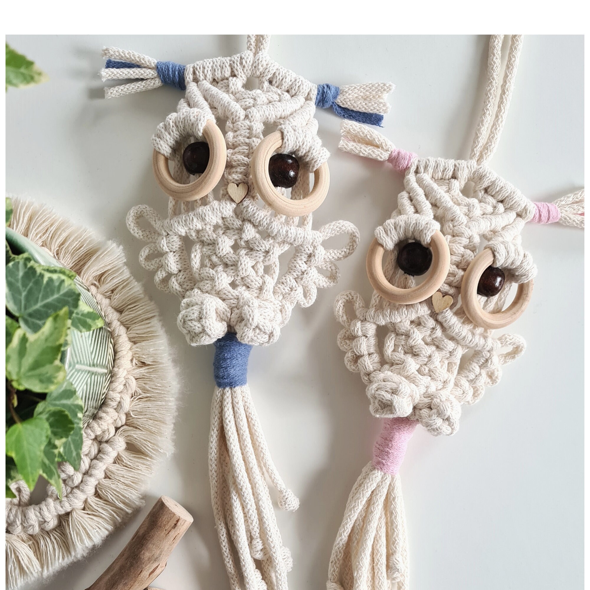 Macrame Owl, Mini Owl, Car Rear View, Mirror Hanging, Lucky Charm, Owl ...