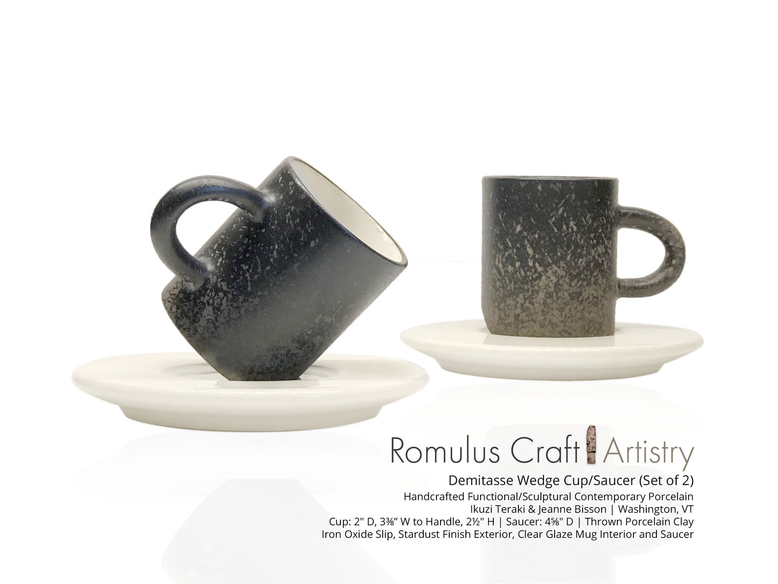 Romulus Craft Porcelain Wedge Demitasse Cups set of 2 Ikuzi Teraki ...