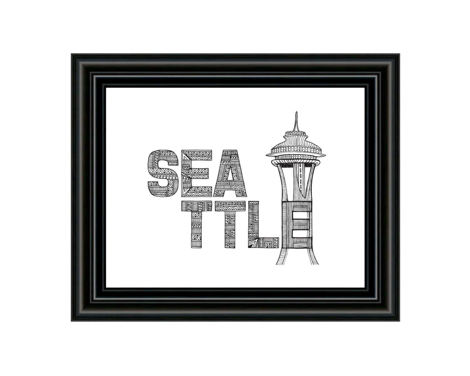 Coloring Page Download Printable Art Download Seattle Art | Etsy