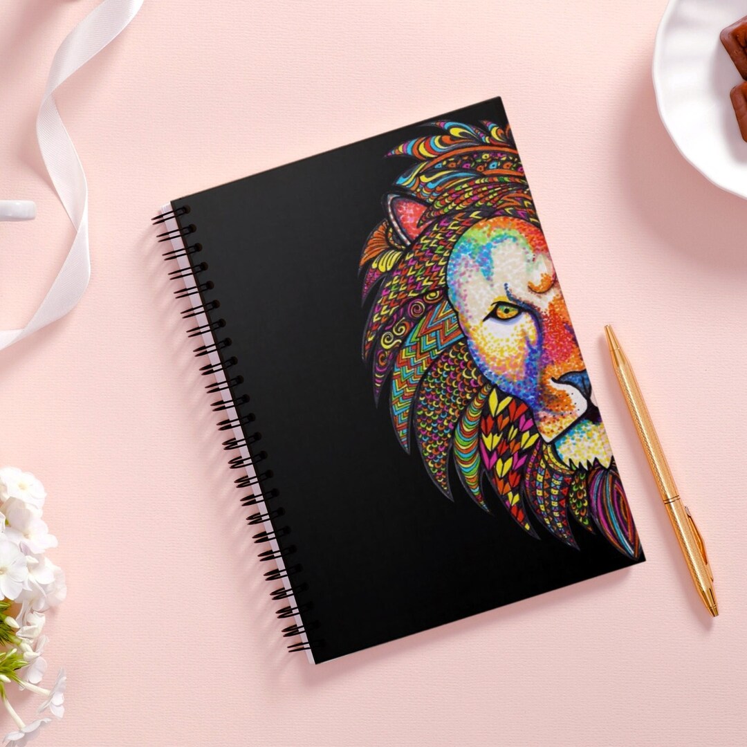 Lion Notebook - Animal Notebook - 80 Page Spiral Notebook - Spiral ...