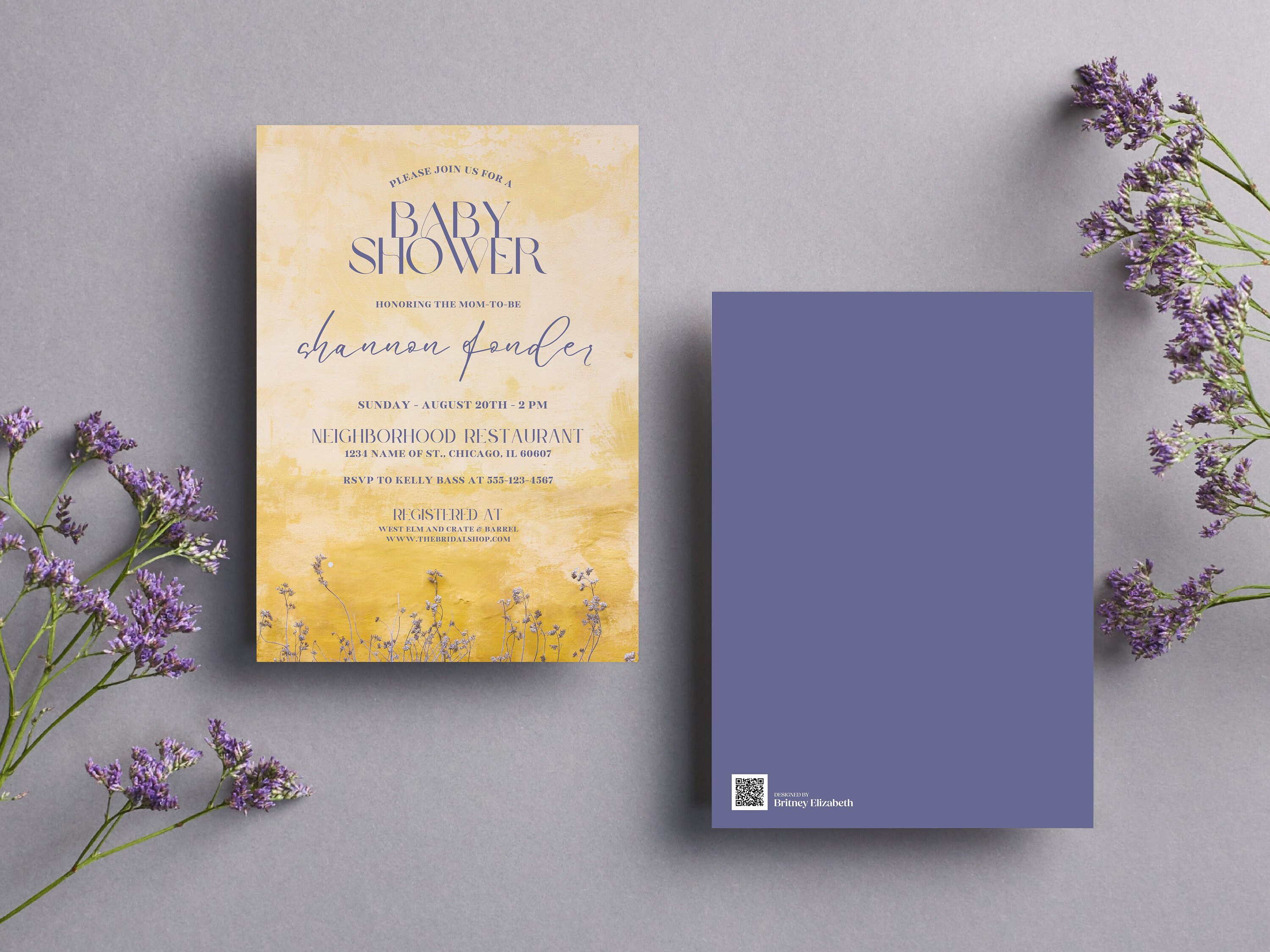 Yellow Floral Baby Shower Invitation - Summer Baby Shower Invitation ...