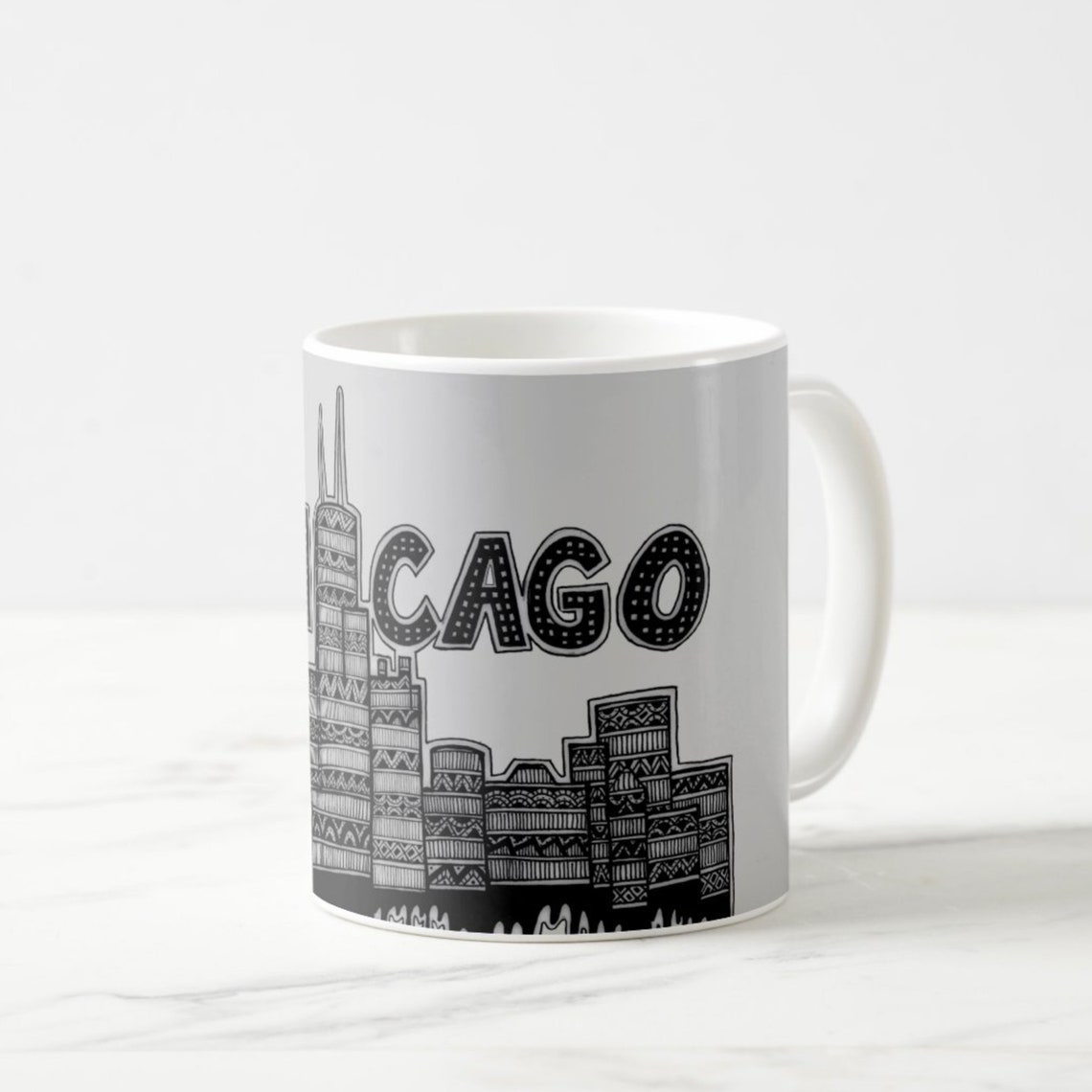 Chicago Coffee Mug 11oz. Mug Chicago Skyline Cup Windy - Etsy