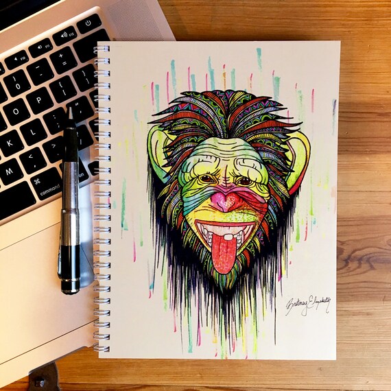 Funny Monkey Notebook Animal Notebook 80 Page Spiral | Etsy