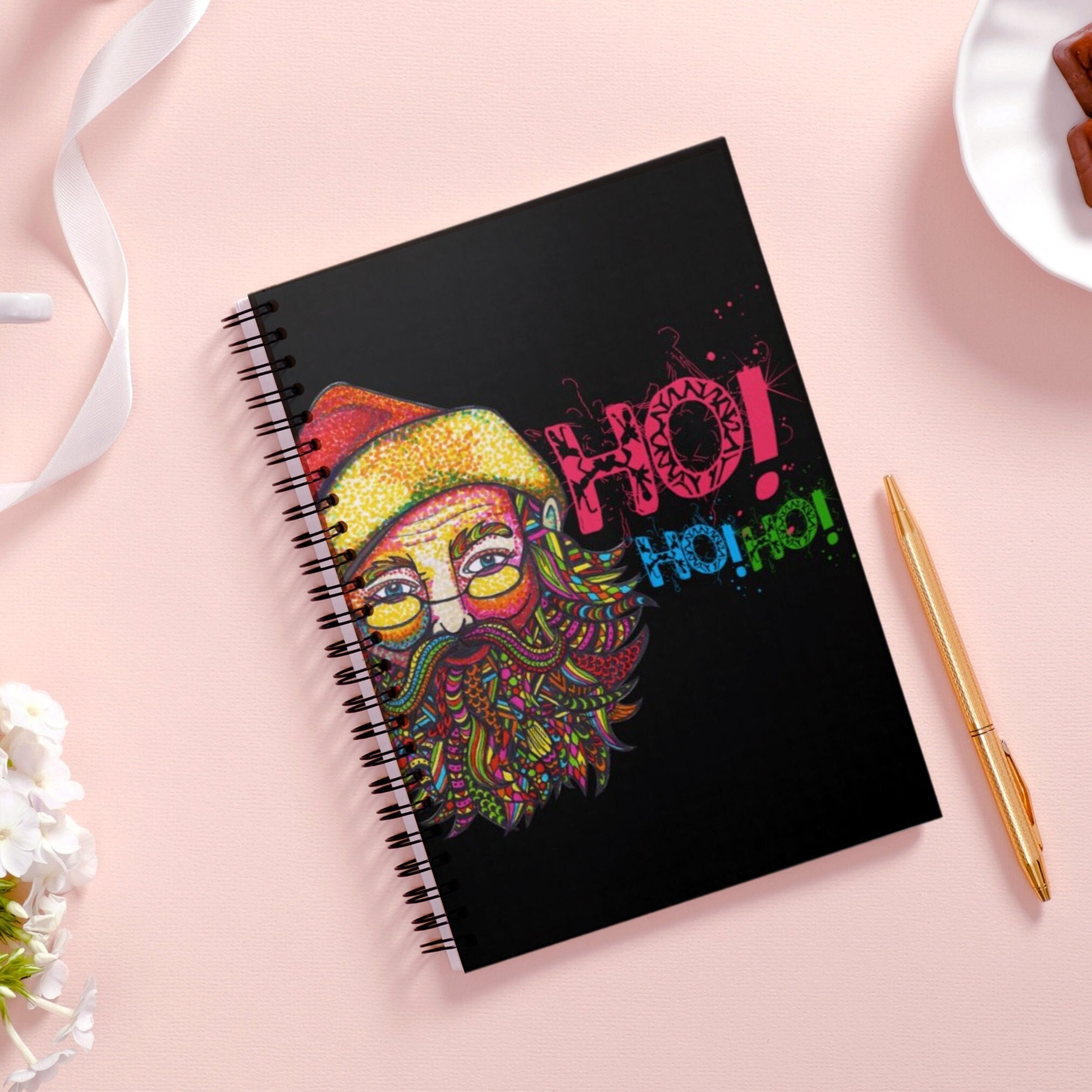 Christmas Notebook - Decorative Notebook - Spiral Notebook - Santa ...