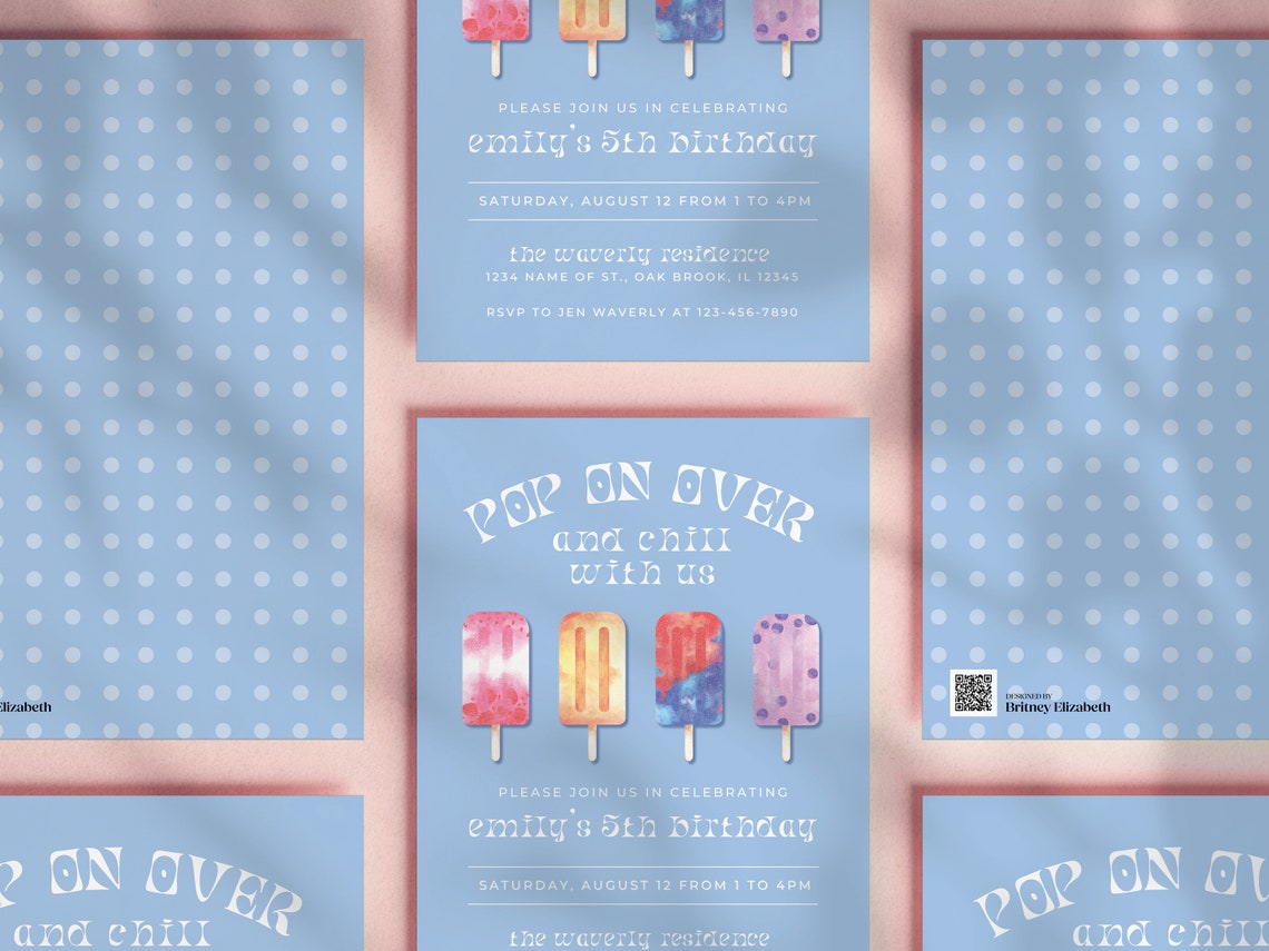 Editable Popsicle Birthday Invitation Popsicle Party Invite Pop on Over ...