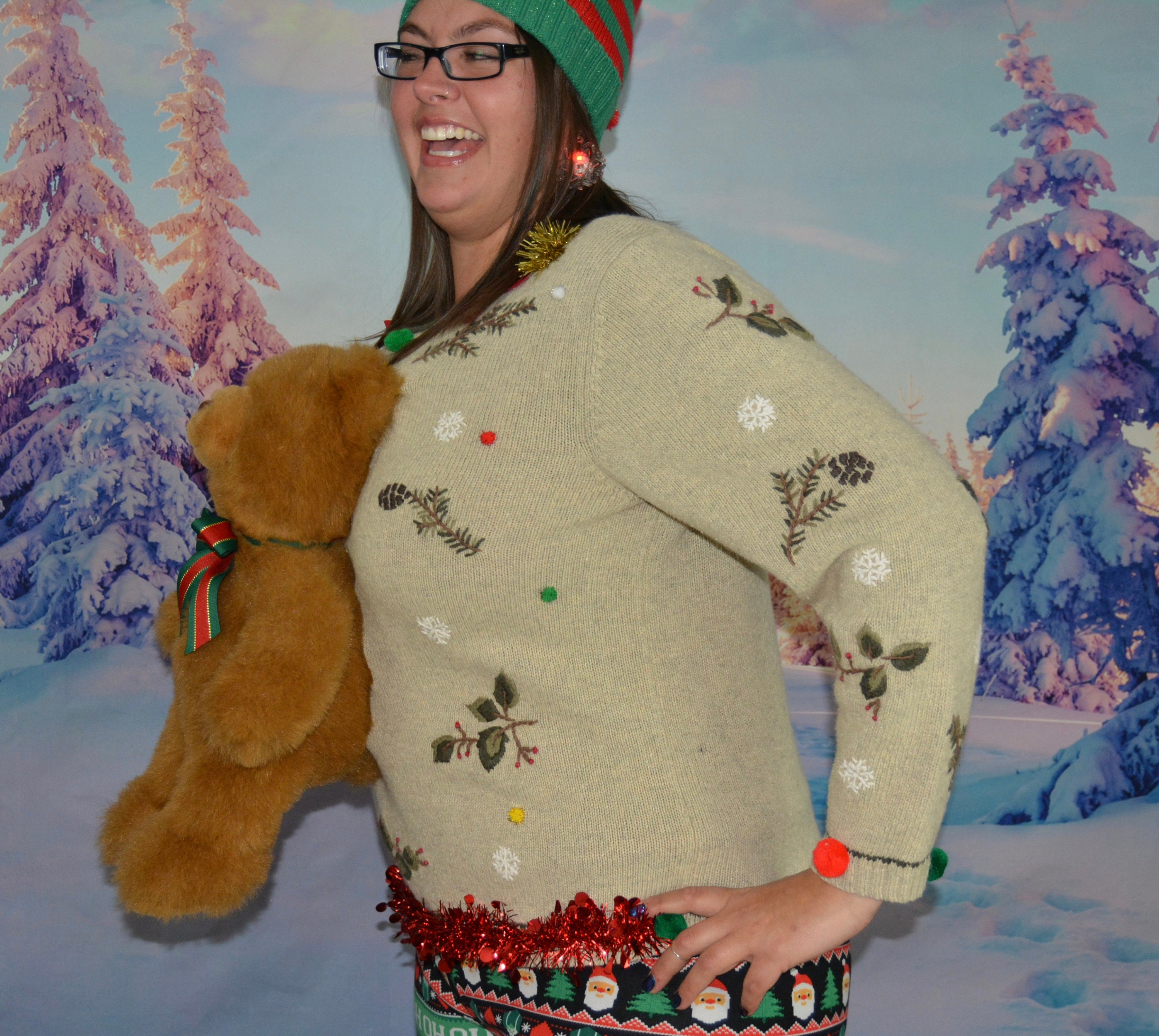 XL, Ugly Christmas Sweater, Women, Contest Winner, Brown Teddy Bear ...