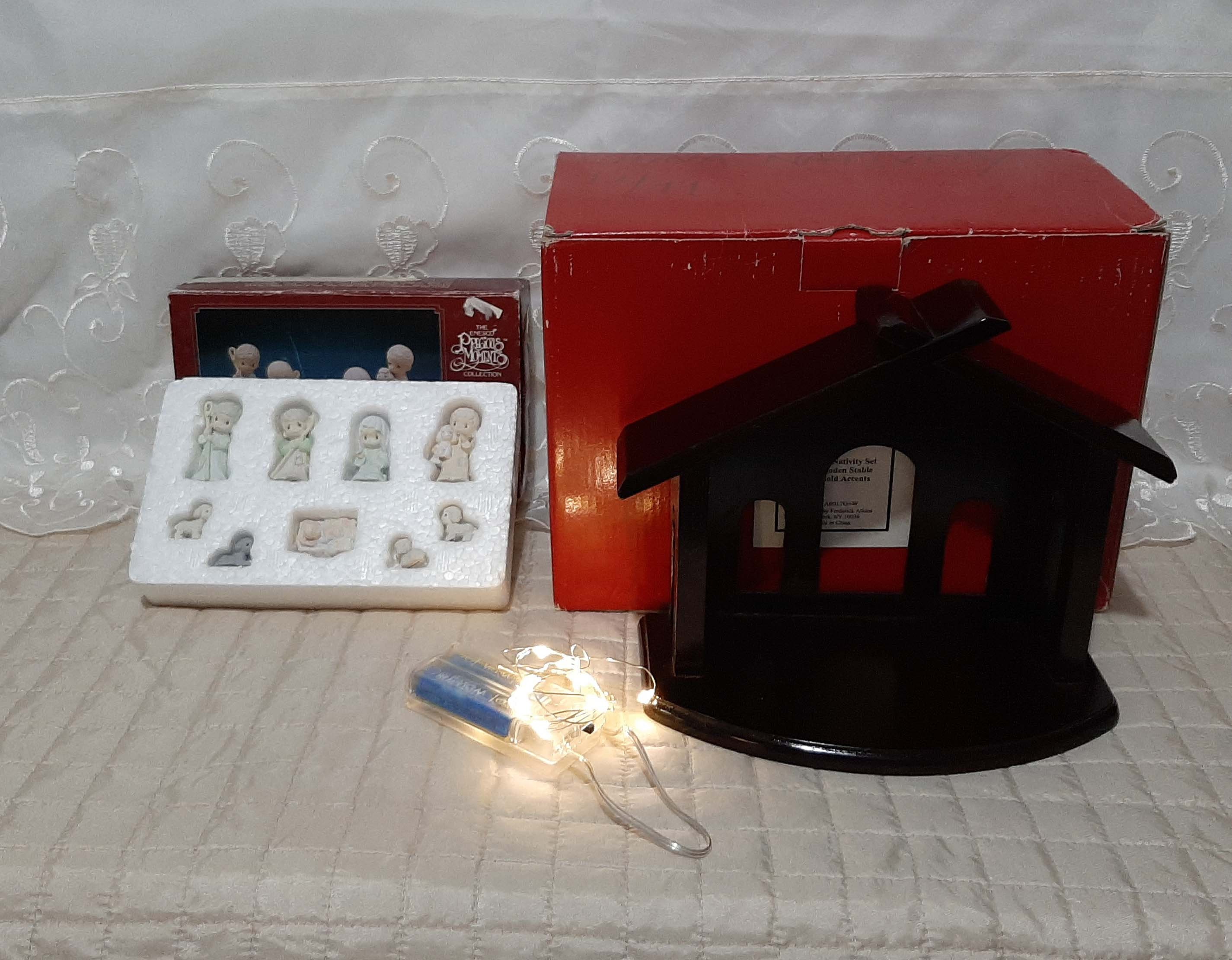 Precious Moments 9 Pc Miniature Pewter Nativity Set With Madison Ave ...
