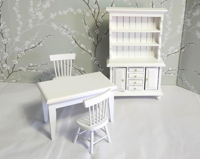 Miniature Dining Room Set 1:12 Scale Handmade From Wood Table and Two ...