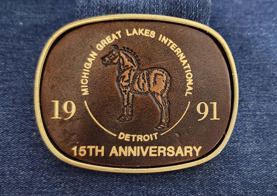 Vintage Belt Buckle Detroit 15th Anniversay Michigan Great Lakes ...
