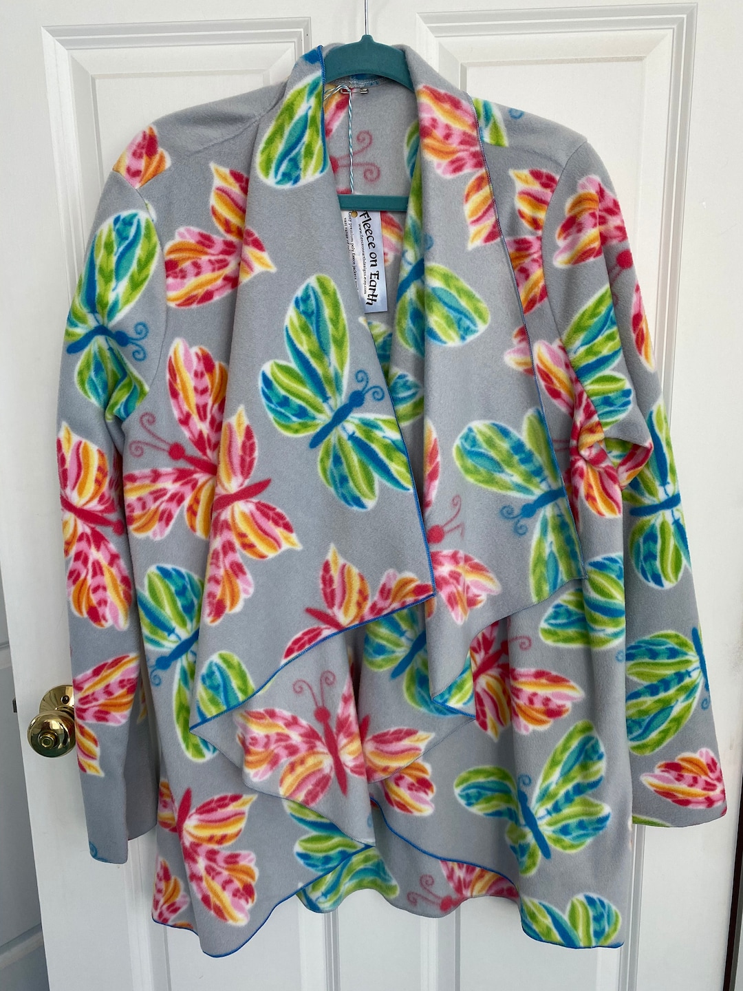 Cozy Fleece Wrap Jacket- Grey Butterflies - Etsy