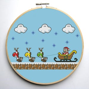 8 Bit Super Mario Christmas Funny Cross Stitch PDF Pattern Video Game ...
