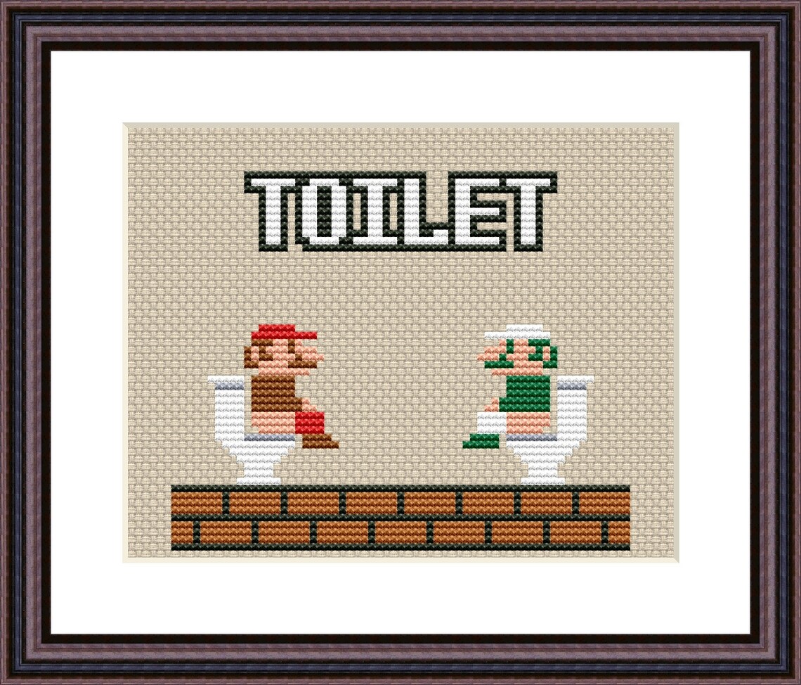 Super Mario Cross Stitch Pattern Video Game Funny PDF WC - Etsy