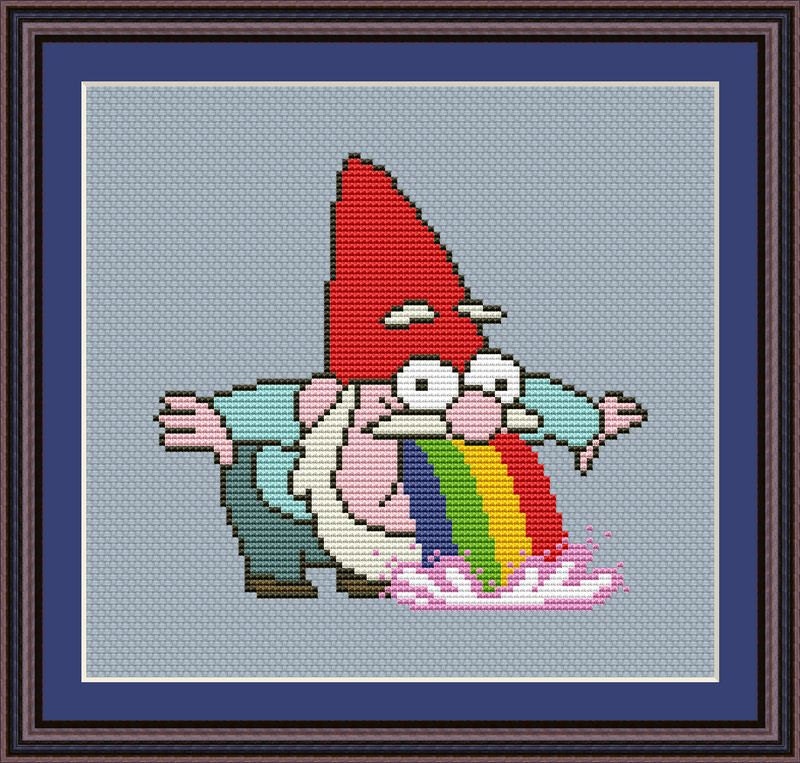 Gravity Falls Funny Cross Stitch PDF Pattern Gnome Puking | Etsy