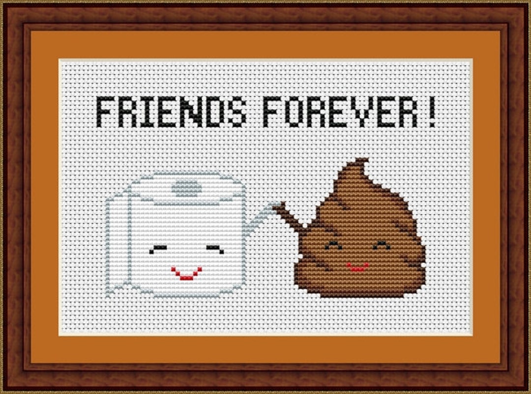 Poop Emoji Funny Cross Stitch PDF Pattern Poo and Toilet Paper Friends ...