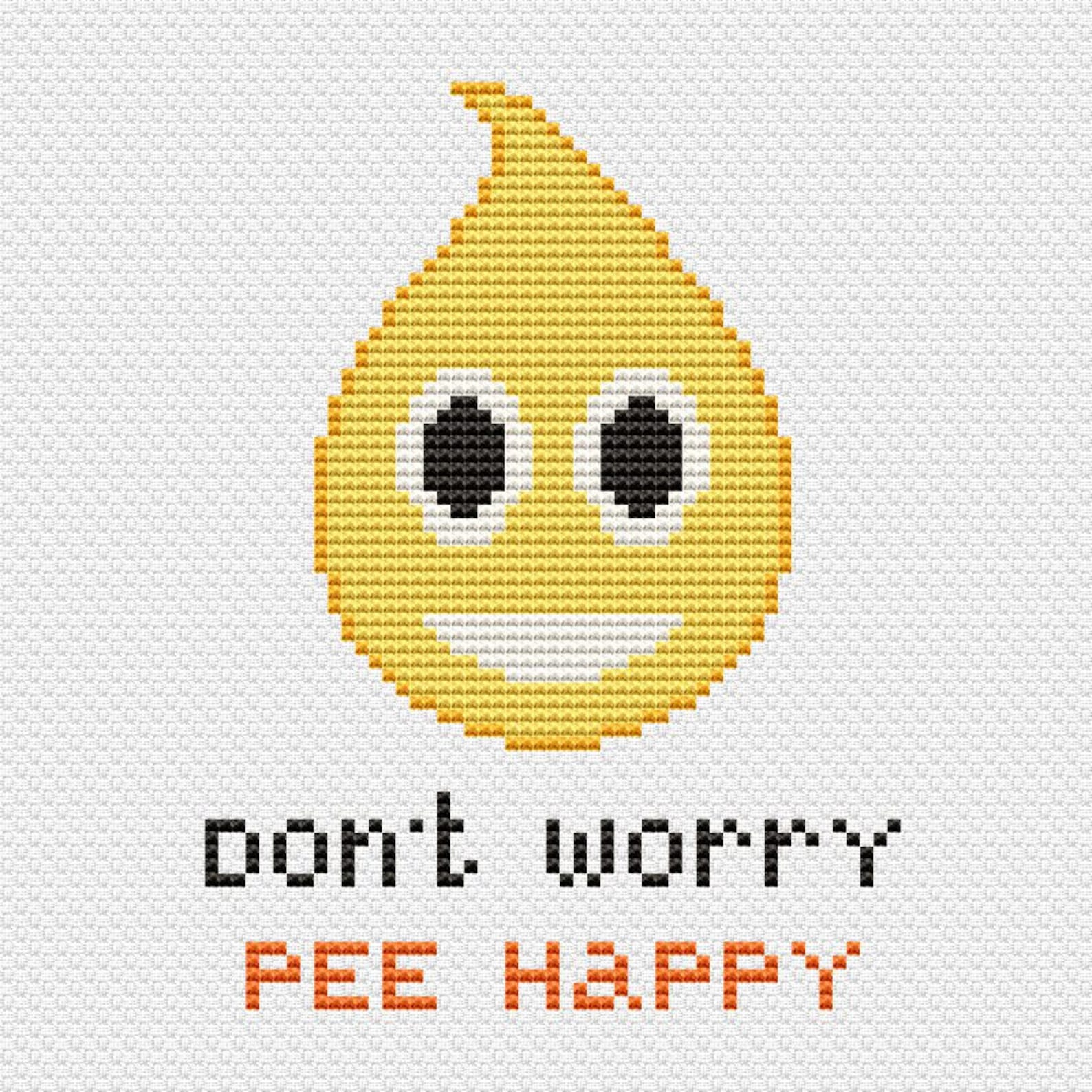 Pee Emoji Funny Cross Stitch PDF Pattern Don't Worry Pee | Etsy
